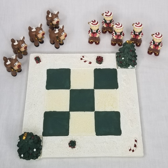 Holiday | Vintage Christmas Elf And Reindeer Tictactoe 13 Piece Set ...